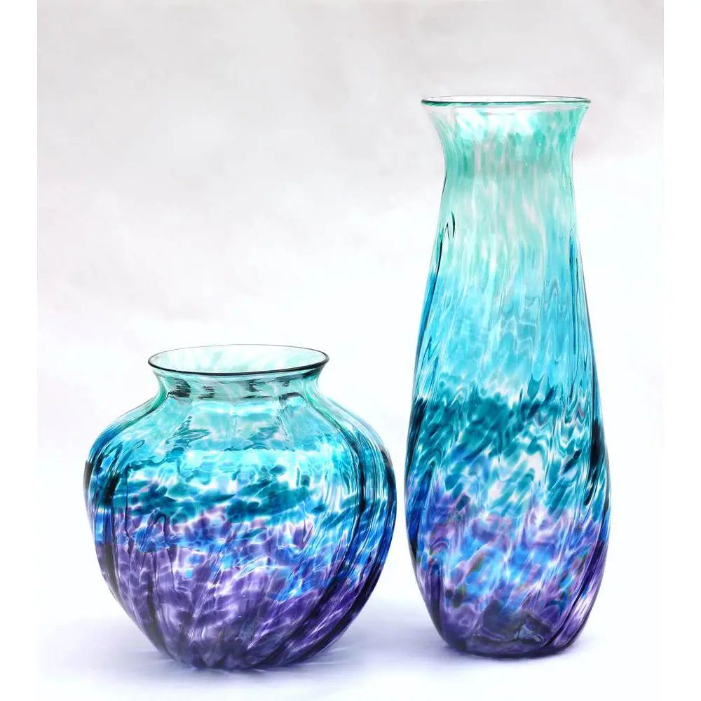 Dottie Boscamp Optic Tall and Short Glass Vases in Jewel Tone Art ...