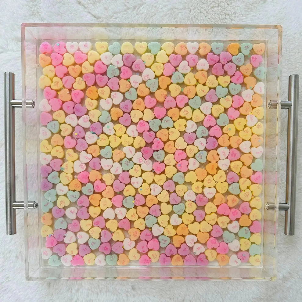 Candy Hearts Hand Made Acrylic Serving Tray – Sweetheart Gallery, LLC ...