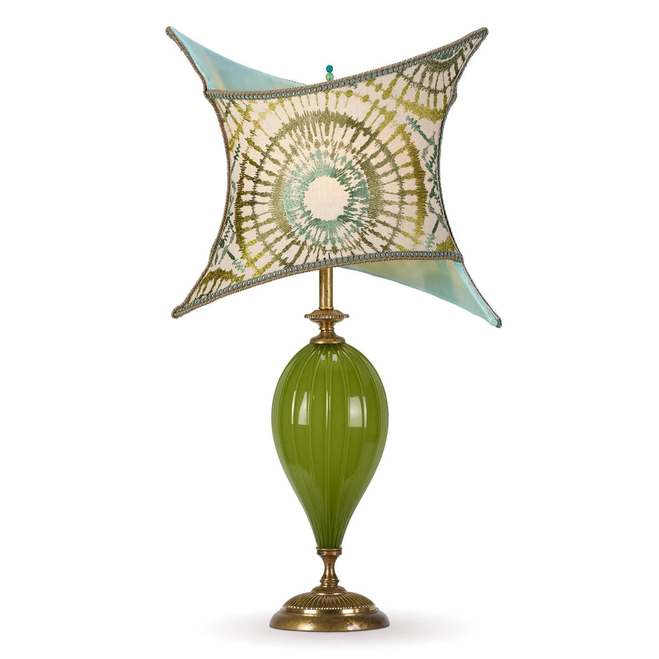 Kinzig Lamps, Hand Blown Glass Lamps with Embroidered Silk Shades ...