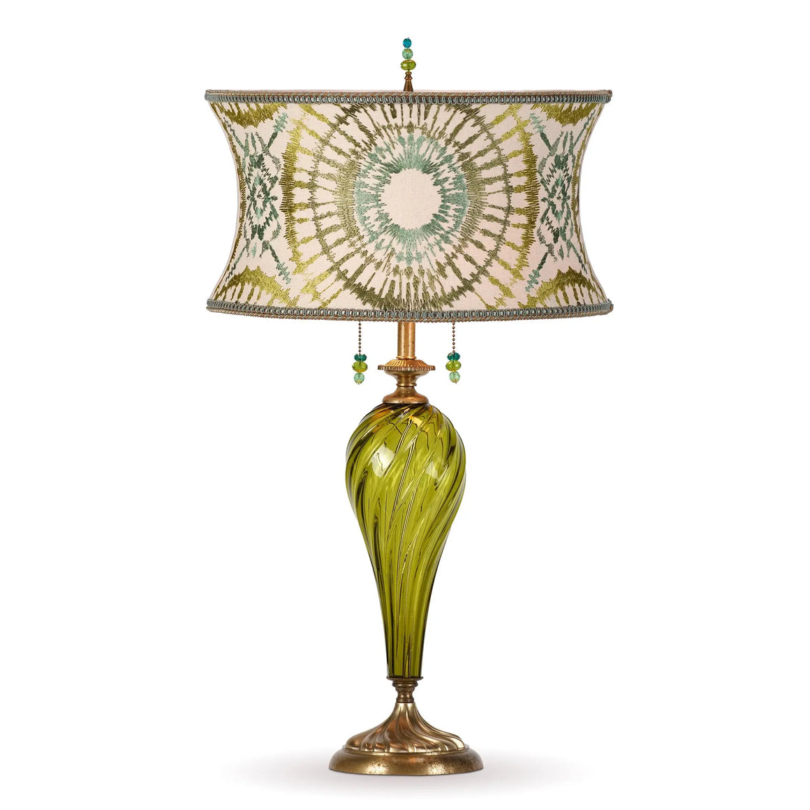 Kinzig Lamps, Hand Blown Glass Lamps with Embroidered Silk Shades ...