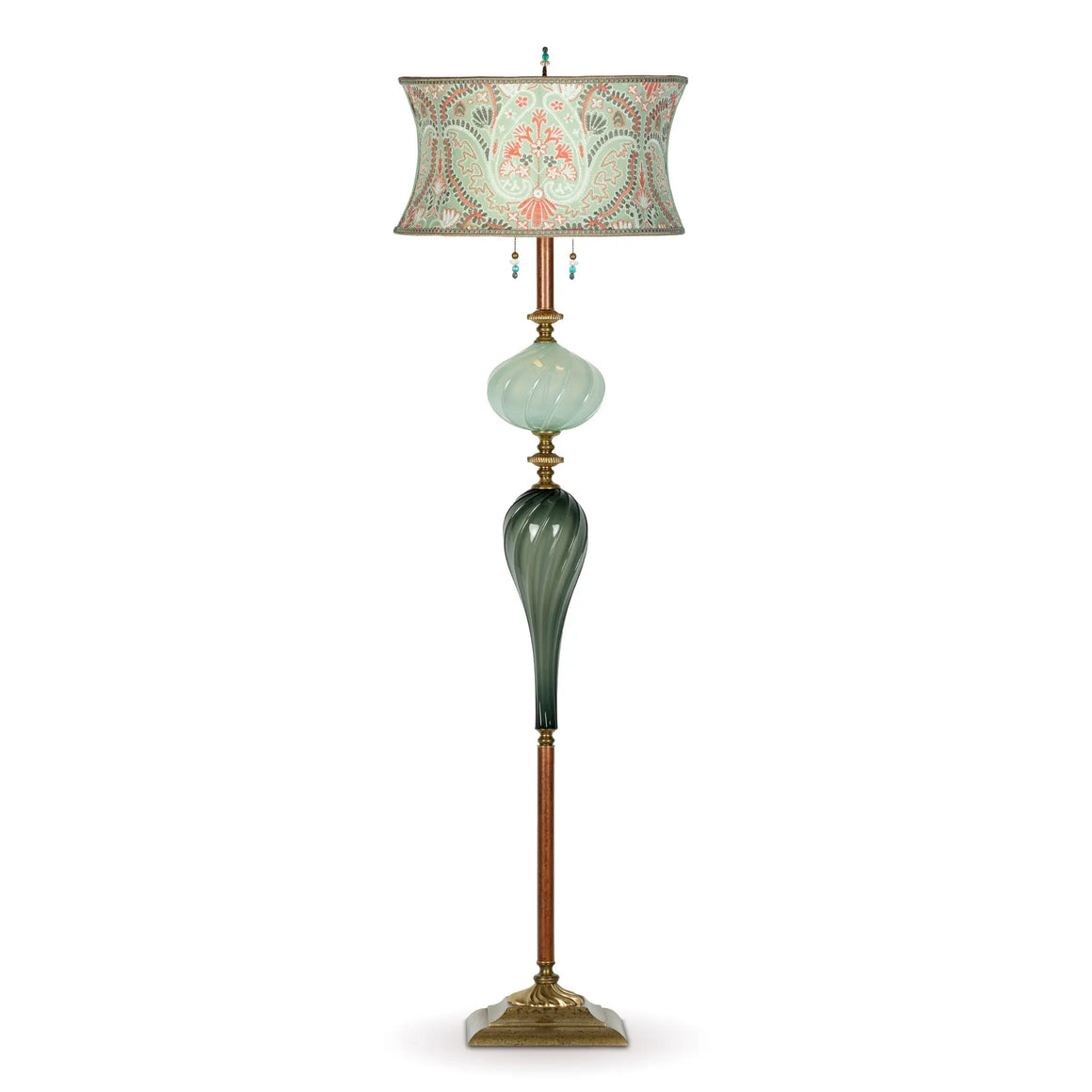 Kinzig Lamps, Hand Blown Glass Lamps with Embroidered Silk Shades ...