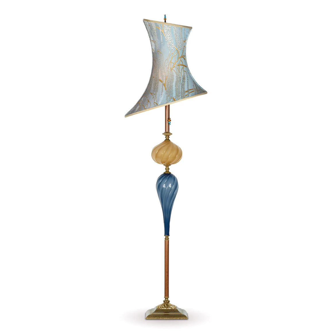 Kinzig Lamps, Hand Blown Glass Lamps with Embroidered Silk Shades ...