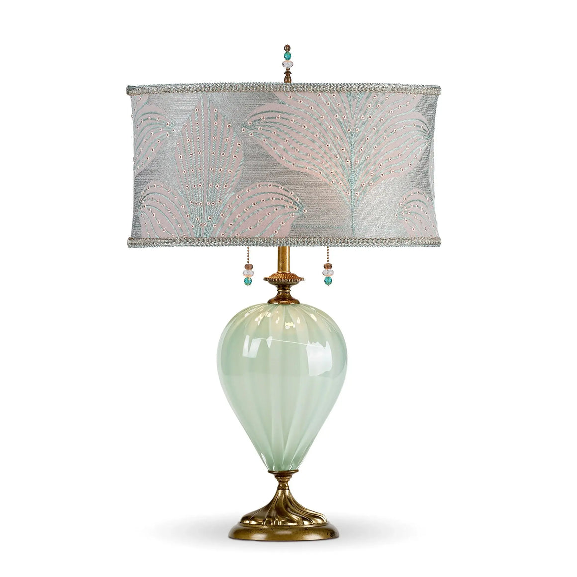 Kinzig Lamps, Hand Blown Glass Lamps with Embroidered Silk Shades ...