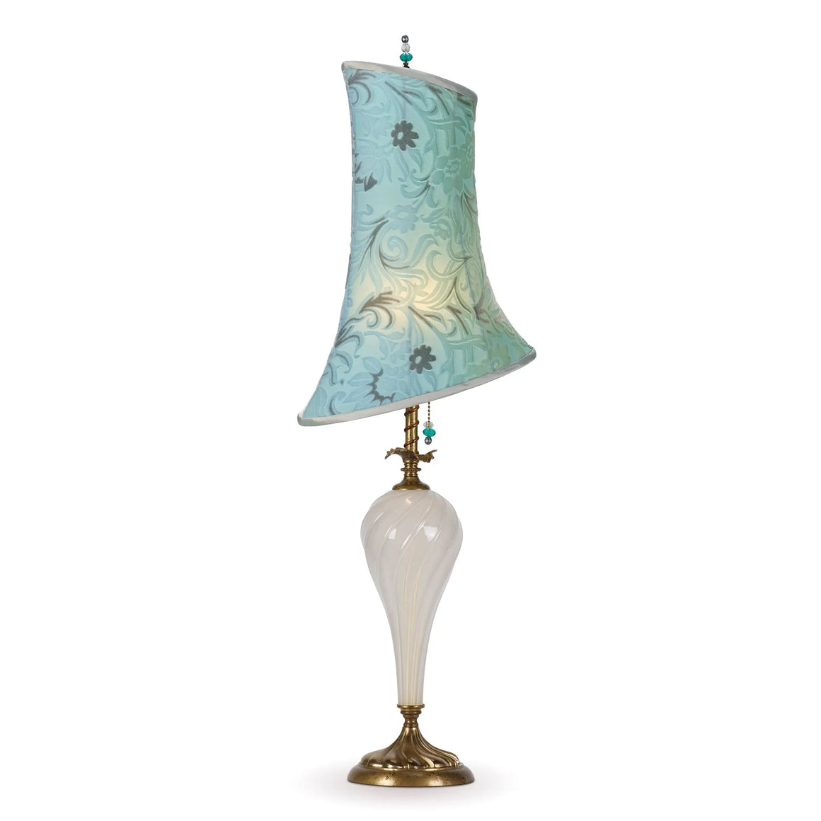 Kinzig Lamps, Hand Blown Glass Lamps with Embroidered Silk Shades ...