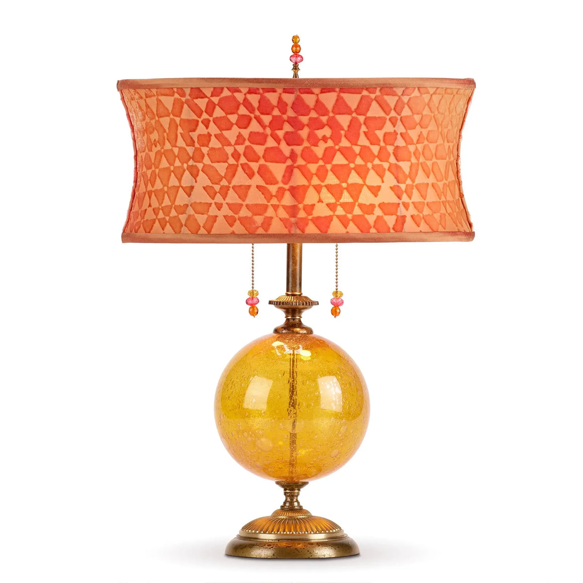 Kinzig Lamps, Hand Blown Glass Lamps with Embroidered Silk Shades ...