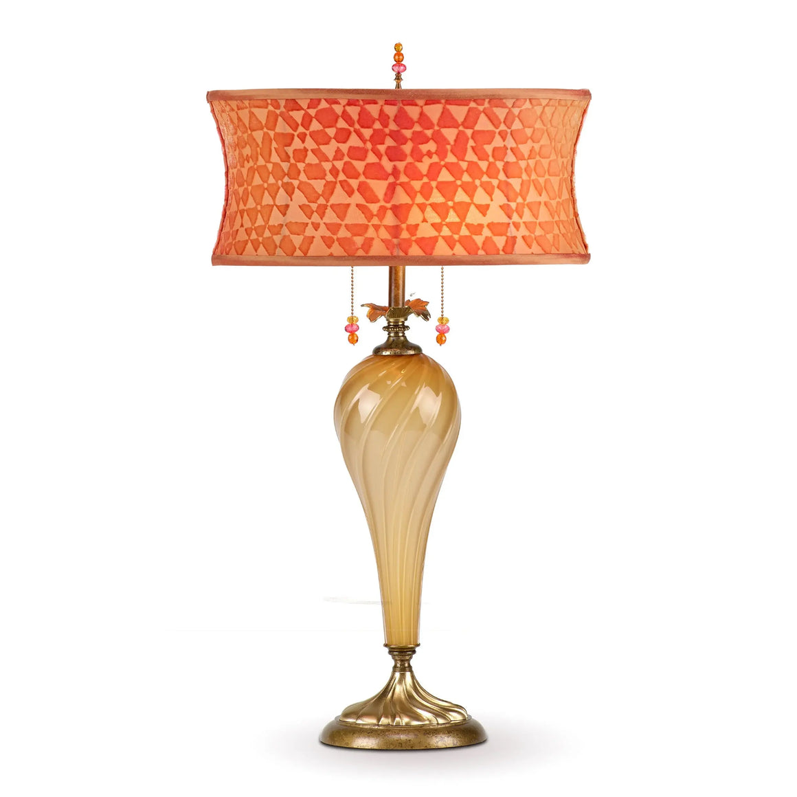 Kinzig Lamps, Hand Blown Glass Lamps with Embroidered Silk Shades ...