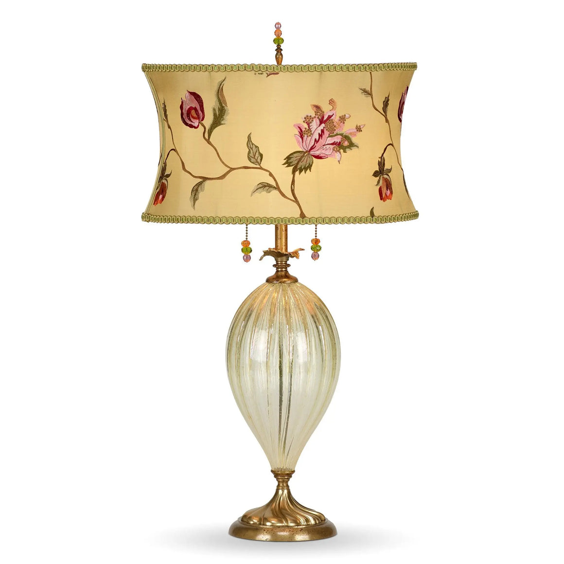 Kinzig Lamps, Hand Blown Glass Lamps with Embroidered Silk Shades ...