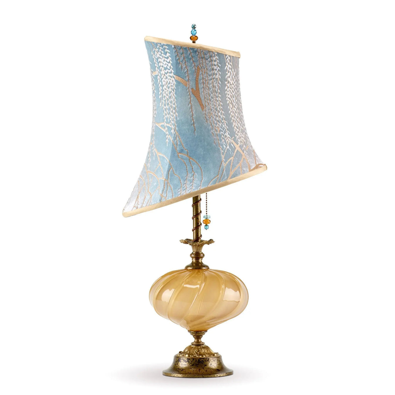 Kinzig Design Alexis Table Lamp Colors Blue Taupe Gold with Blown Glass ...