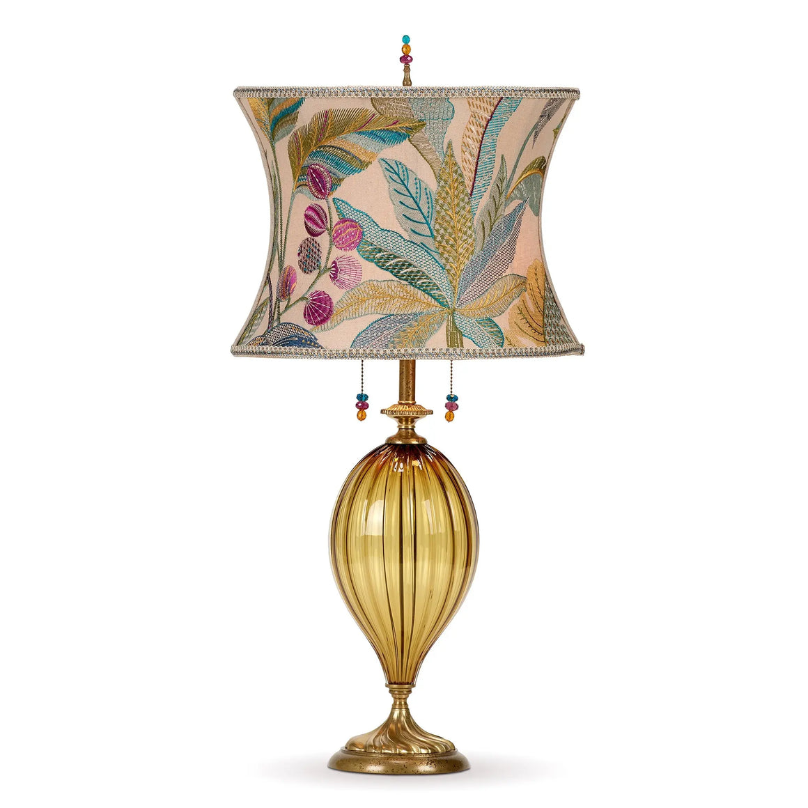 Kinzig Lamps, Hand Blown Glass Lamps with Embroidered Silk Shades ...