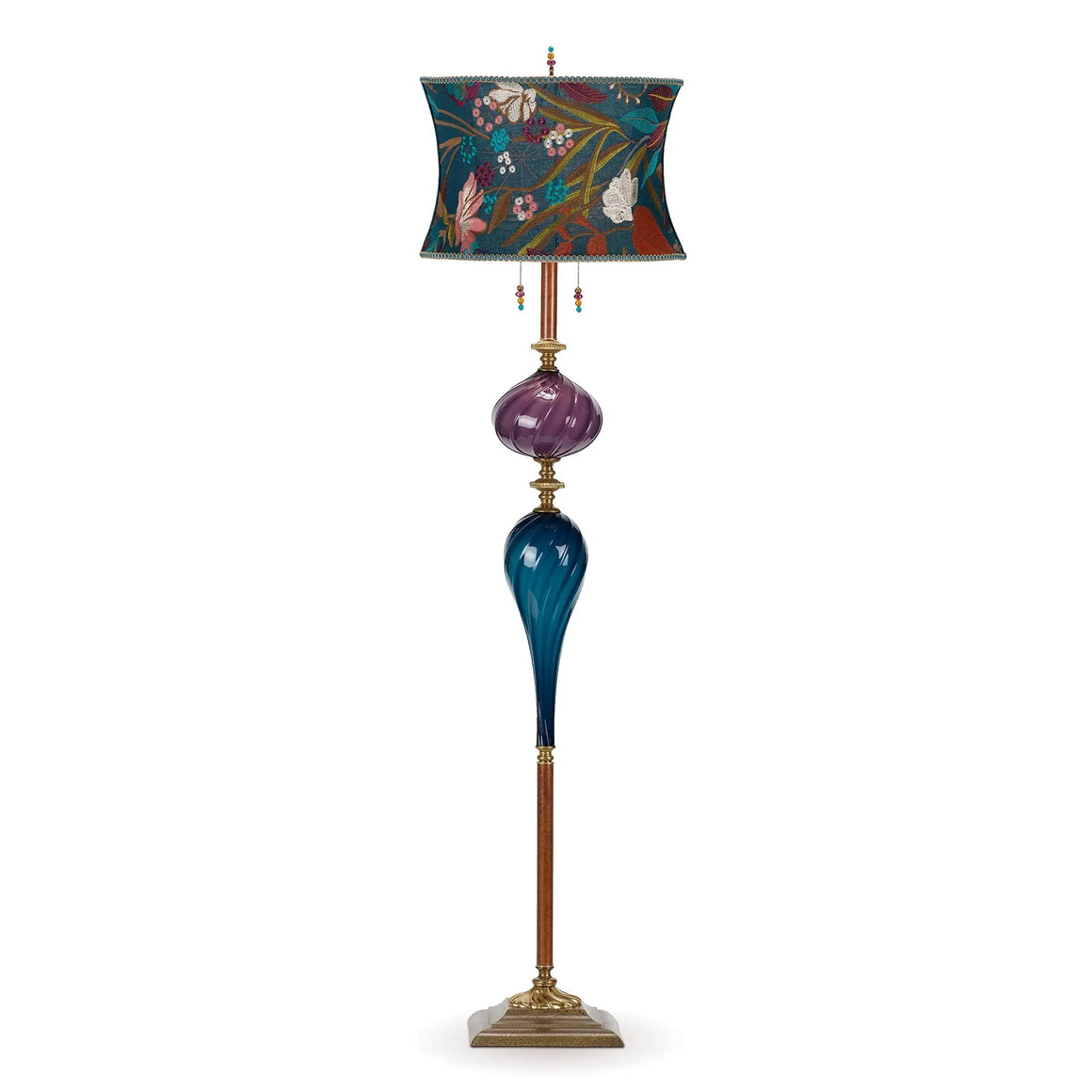 Kinzig Lamps, Hand Blown Glass Lamps with Embroidered Silk Shades ...
