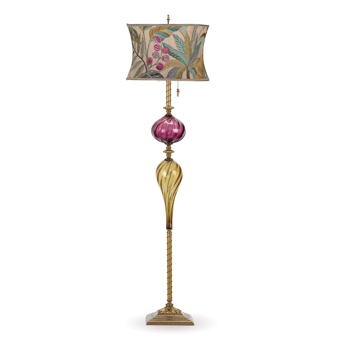 Kinzig Lamps, Hand Blown Glass Lamps with Embroidered Silk Shades ...
