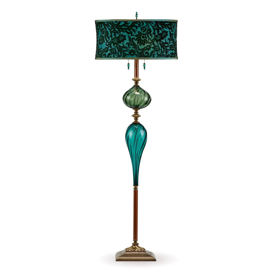 Kinzig Lamps, Hand Blown Glass Lamps with Embroidered Silk Shades ...