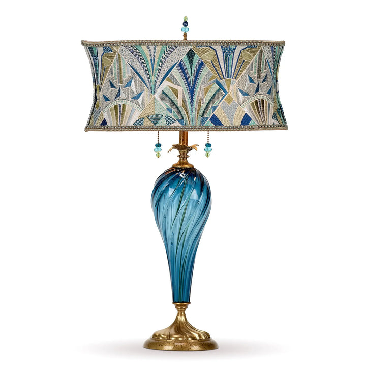 Kinzig Lamps, Hand Blown Glass Lamps with Embroidered Silk Shades ...
