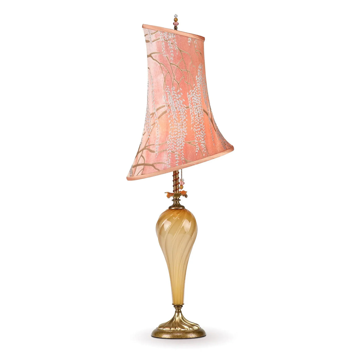 Kinzig Lamps, Hand Blown Glass Lamps with Embroidered Silk Shades ...