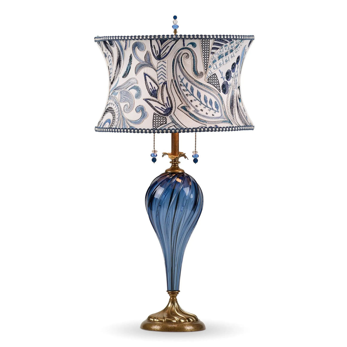 Kinzig Lamps, Hand Blown Glass Lamps with Embroidered Silk Shades ...