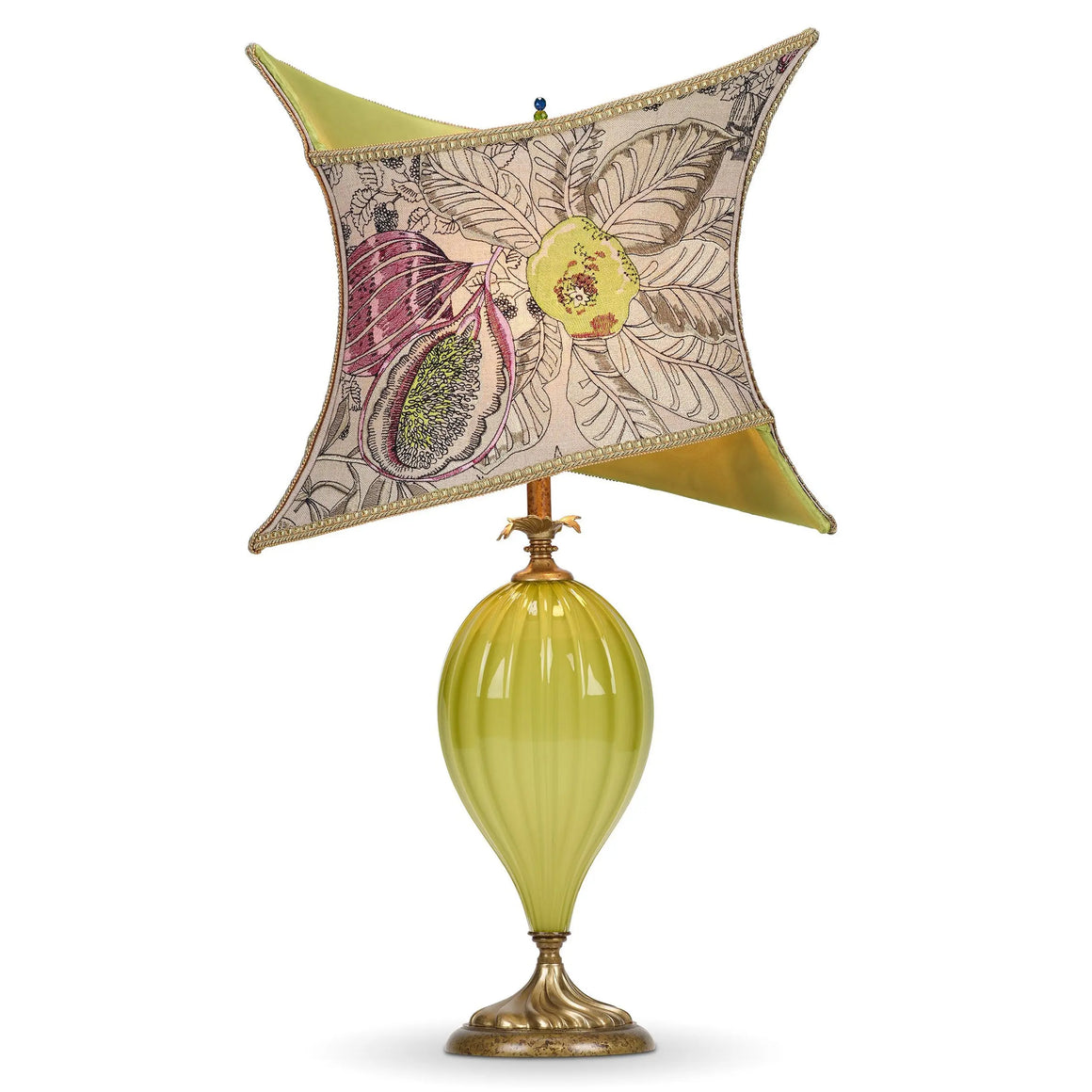 Kinzig Lamps, Hand Blown Glass Lamps with Embroidered Silk Shades ...