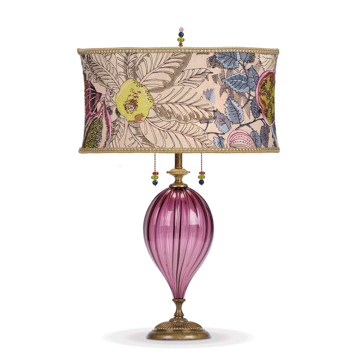 Kinzig Lamps, Hand Blown Glass Lamps with Embroidered Silk Shades ...