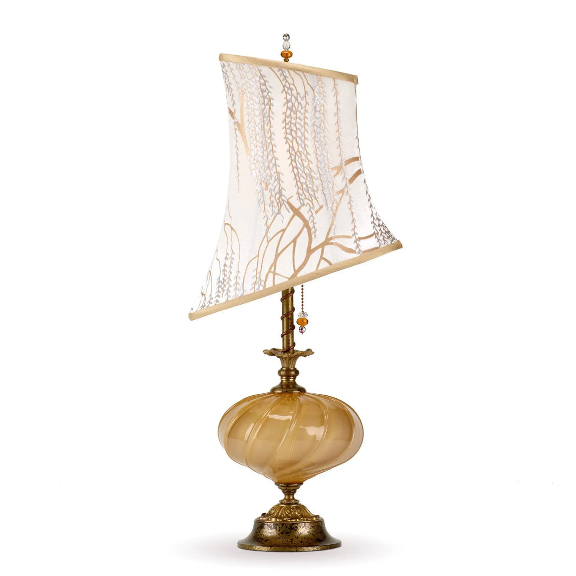 Kinzig Lamps, Hand Blown Glass Lamps with Embroidered Silk Shades ...