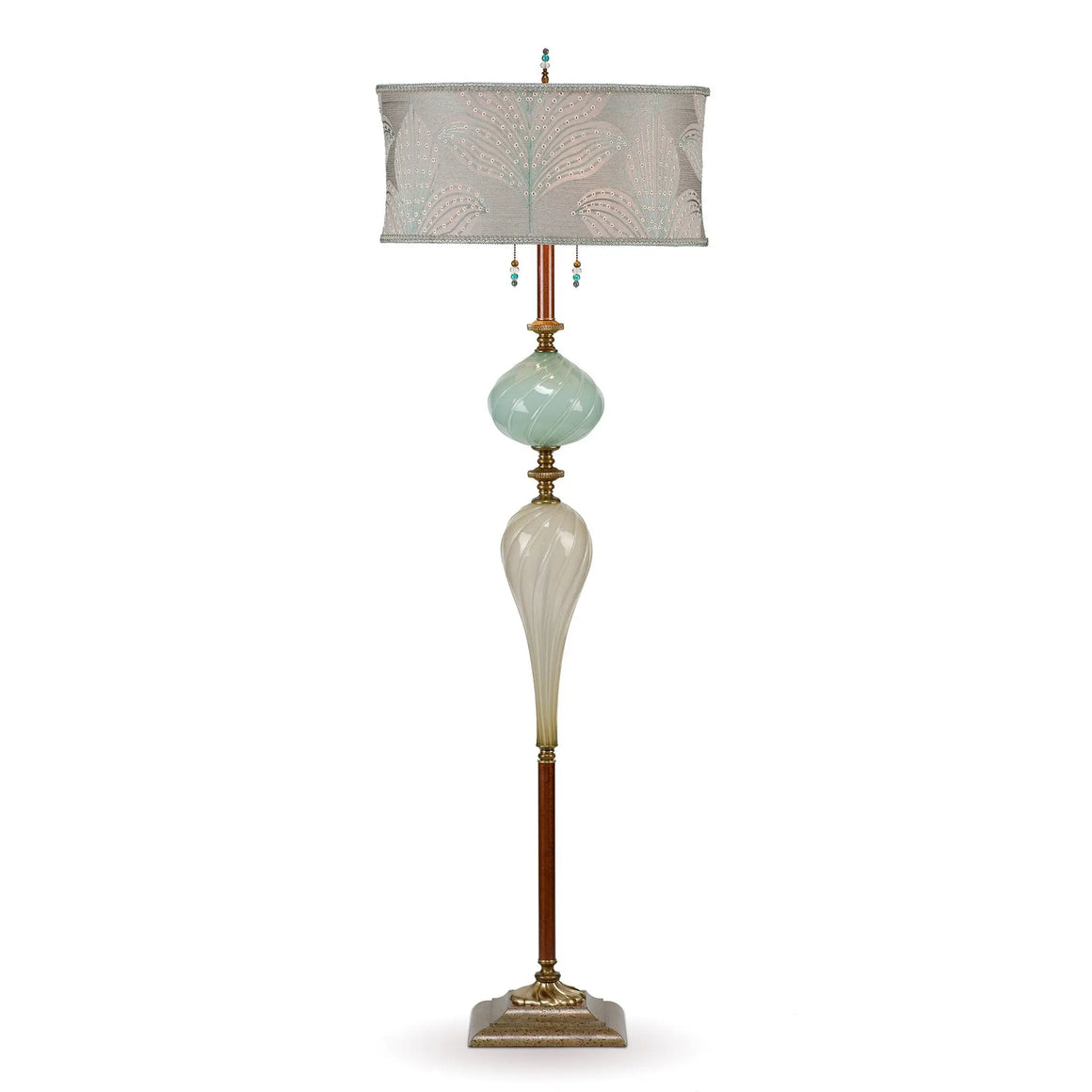 Kinzig Lamps, Hand Blown Glass Lamps with Embroidered Silk Shades ...