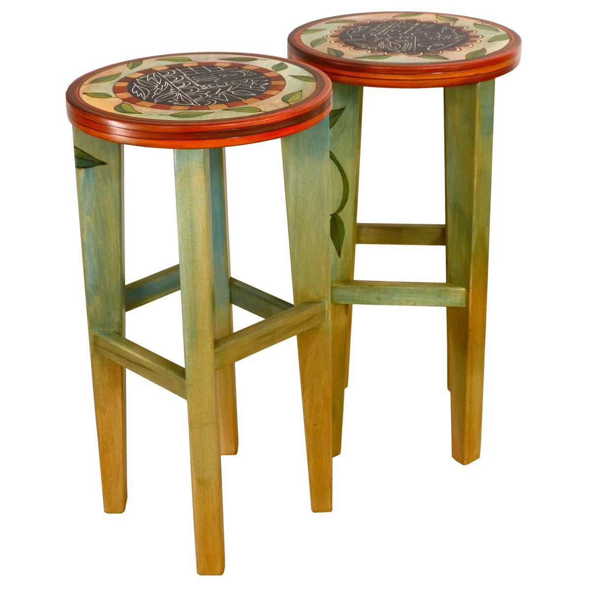 Sticks Bar Height Stool with Round Wooden Seat STL077-D74607, Artistic ...