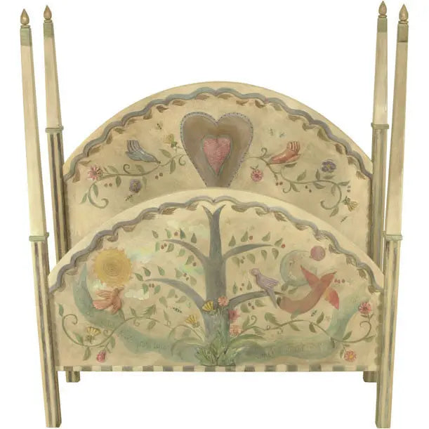 Queen Bed with Tall Milled Posts and 3D Carved Elements by Sticks ...