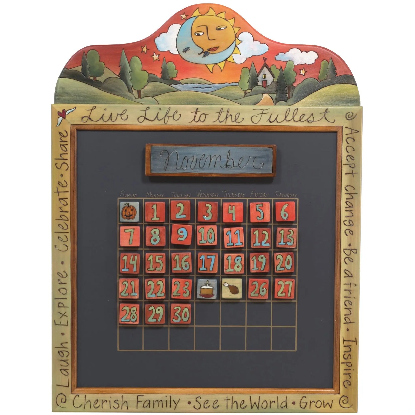 Small Wavy Top Perpetual Calendar by Sticks CAL003-S316549, Artistic ...