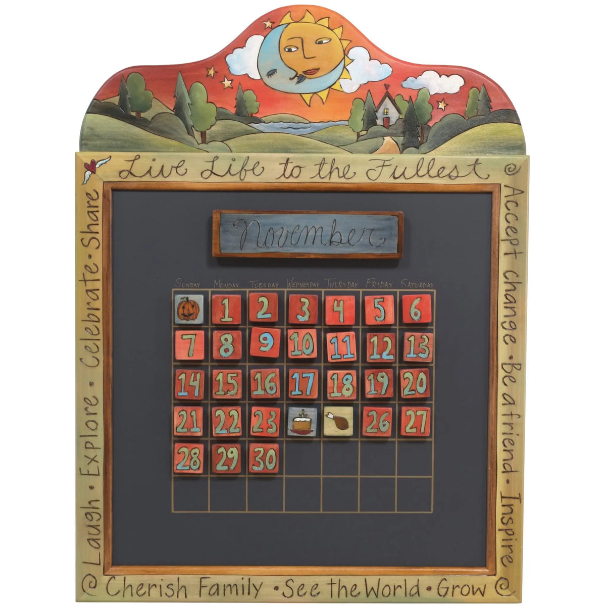 Small Wavy Top Perpetual Calendar by Sticks CAL003-S316549, Artistic ...