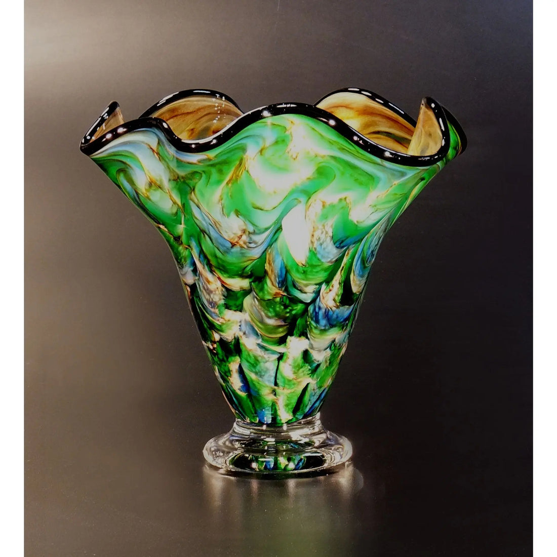 The Glass Forge Wave Vase Shown in ET Teal DD Color Artistic Functional ...